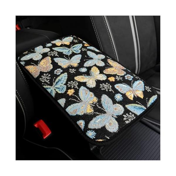 商品名: SuperKaKa 車アームレストカバー - かわいいセンターコンソールマット 車 内装アクセサリー レディース メンズ 保護パッド ほとんどの自動車、車両、SUV、トラックアームレストボックス(バタフライ、ブルー) SuperK...