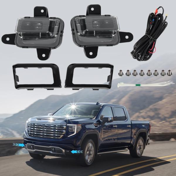 商品名:  GM1039290 GM1038290 LED Fog Light Assembly 5pcs with Wire Harness Front Bumper Lamp Assembly with Bulbs Cover Beze...