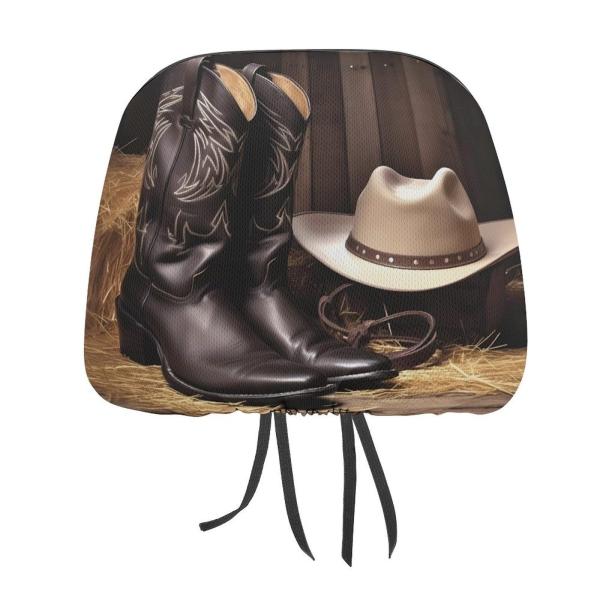 商品名: VFMKT 車用ヘッドレストカバー ソフト 通気性 カーシート ヘッドレストプロテクター カウボーイブラックハット ウエスタンブーツ カーアクセサリー ユニバーサルフィット 車 トラック SUV バン 自動車内装アクセサリー VF...