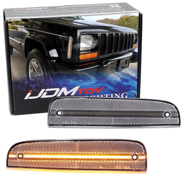 商品名:  iJDMTOY Semi-Clear Lens 36-SMD Amber Full LED Front Side Marker Light Kit Compatible With Jeep 1997-2001 Cherokee ...