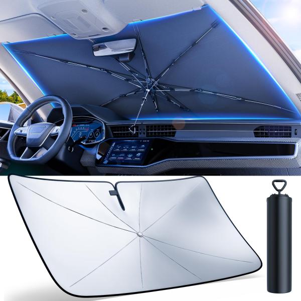 商品名: REEVAA 2025年アップグレード 車用フロントガラスサンシェード傘 [ナノアイスクリスタル冷却] フロントウィンドウ用サンシェード、内装を保護&amp;涼しく保つ M (57 x 32インチ) ほとんどのピックアップトラック...