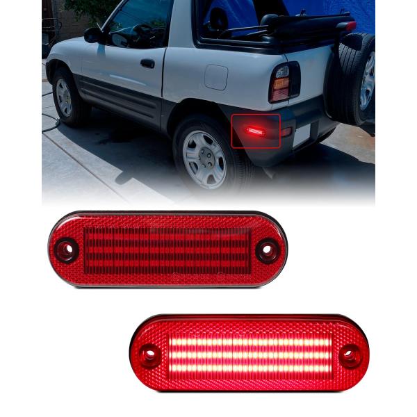 商品名:  3- Row LED Rear Side Marker Light for Toyota RAV4 1996 1997 1998 1999 2000, Red Lens Fender Lamp Replace OEM 81750...