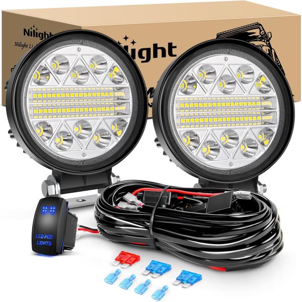商品名:  Nilight 2PCS 4.5 Inch LED Pods 69W Round Spot Flood Combo Work Lights Off-Road Driving Lights Truck Car Pickup ATV...