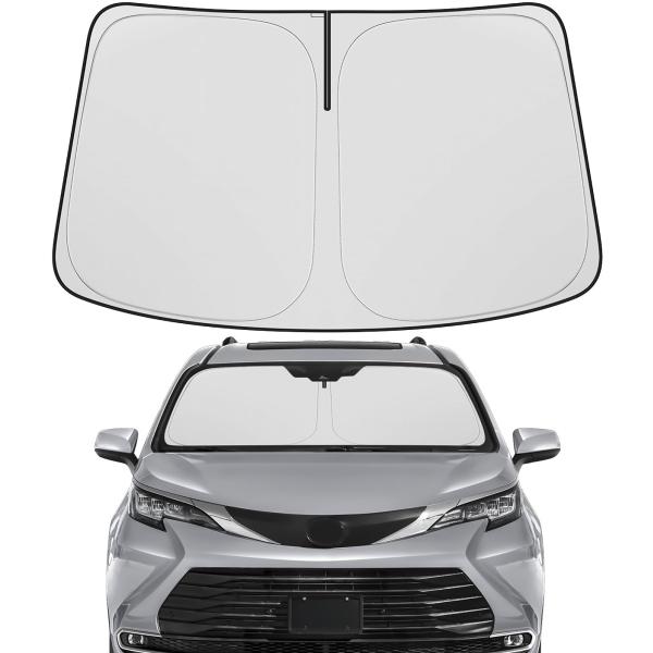 商品名: BIBLOZ 車用フロントガラスサンシェード トヨタ シエナ 2021-2025 アクセサリー 折りたたみ式 PETサンシェード 車内を涼しく保ちます BIBLOZ Car Windshield Sun Shade for Toy...