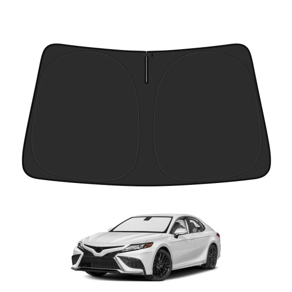 商品名: BIBLOZ 車用フロントガラスサンシェード トヨタ カムリ 2018-2025 アクセサリー 折りたたみ式 PETサンシェード 車内を涼しく保ちます BIBLOZ Car Windshield Sun Shade for Toy...