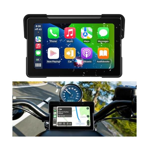 商品名:  7 Inch Portable CarPlay for Motorcycle, Waterproof Touchscreen Wireless Car Play Android Auto Screen GPS Navigatio...