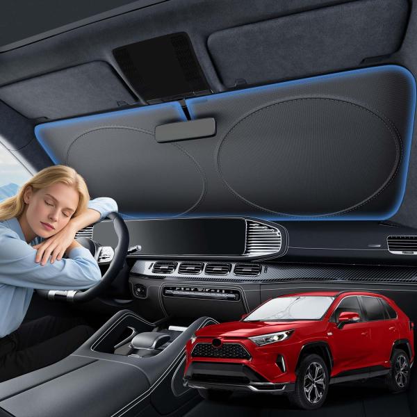 商品名: Zanch 車用フロントガラスサンシェード 64 x 32インチ - M 2025 Upgrated Zanch Car Front Windshield Sun Shade - Ultimate UV Protection &a...