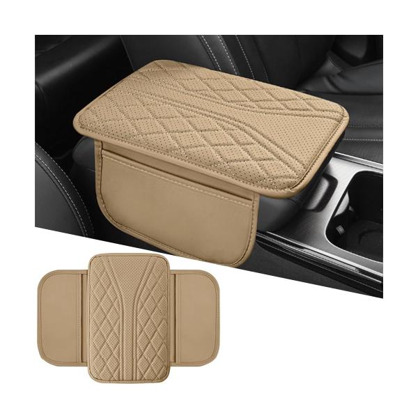 商品名: Mandark 車センターコンソールカバー、レザー車両アームレストクッション、収納バッグ2個付き、自動車内装アームレストシート保護ボックスパッドアクセサリー、SUV、セダン、トラック用ユニバーサル(ベージュ) Mandark Ca...