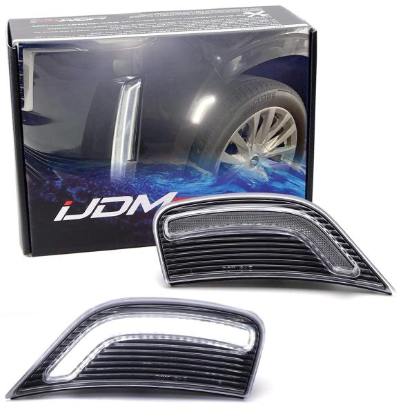 商品名:  iJDMTOY Semi-Clear Lens Bold Arch Design White Full LED Front Side Marker Light Kit Compatible With 2021-2024 Chev...