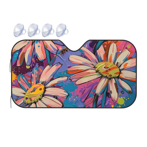 商品名:  Peter Max Style Exploding Psychedelic Daisies Windshield Sun Shade Foldable Car Front Window Sunshade for Most Sed...