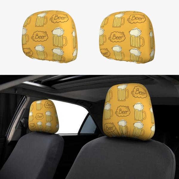 商品名:  Salelf Cartoon Beer Mug 2 PCS Car Headrest Covers Soft Car Seat Head Rest Cover Protector Universal Headrest Anti-...
