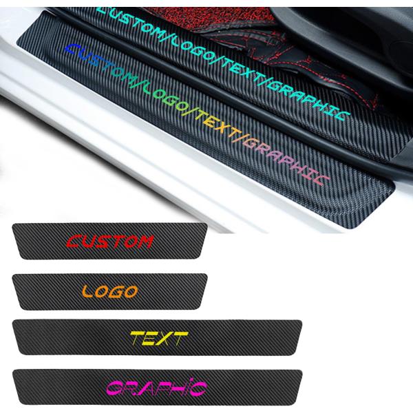商品名:  Custom Door Sill Protector, 4PCS Carbon Fiber Car Door Sill Protector Stickers, Personalized Text/Logo/Photo Car D...