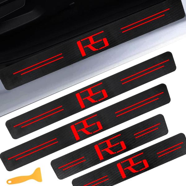 商品名:  CHIYLE Door Sill Protectors for Chevy Camaro RS, Carbon Fiber Leather Front/Rear Door Sill Sticker for Chevy Camar...