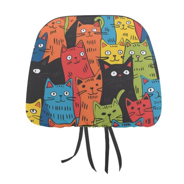 商品名:  Colorful Cats Funny Cover for Car Seat Printed Removable Decorative Headrest Protector Covers Cars Interior Access...