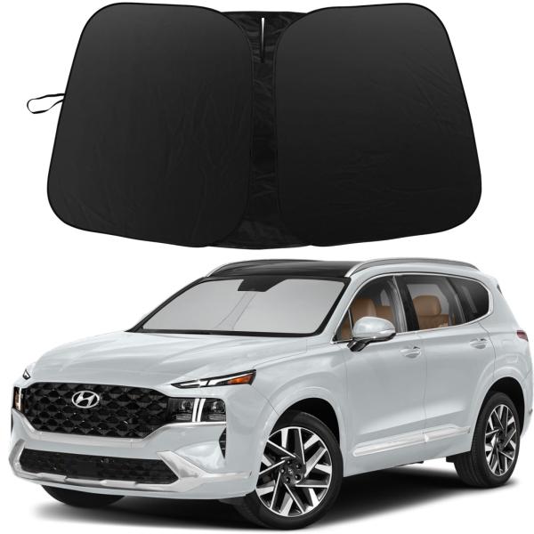 商品名: フロントガラス用サンシェード ヒュンダイ サンタフェ 2019-2023年式用 カーアクセサリー サンシェード 折りたたみ式 サンバイザー 240T ポリエステル サンシールド 紫外線&amp;熱をブロック 取り付け&amp;収納...