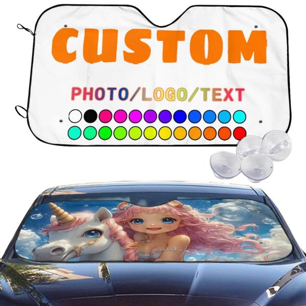 商品名:  Custom Car Windshield Sun Shade Add Photo Text Logo Personalized Windshield Sunshade for SUV Sedan Car Van Pickup ...
