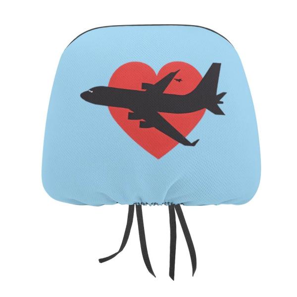 商品名:  Airplane with Heart Comfortable Headrest Covers for Cars Interior Protector Auto Accessories Fit Most Car 2 PCSブラン...