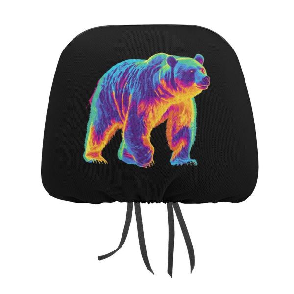 商品名:  Bear Thermal Imaging Comfortable Headrest Covers for Cars Interior Protector Auto Accessories Fit Most Car 2 PCSブラ...