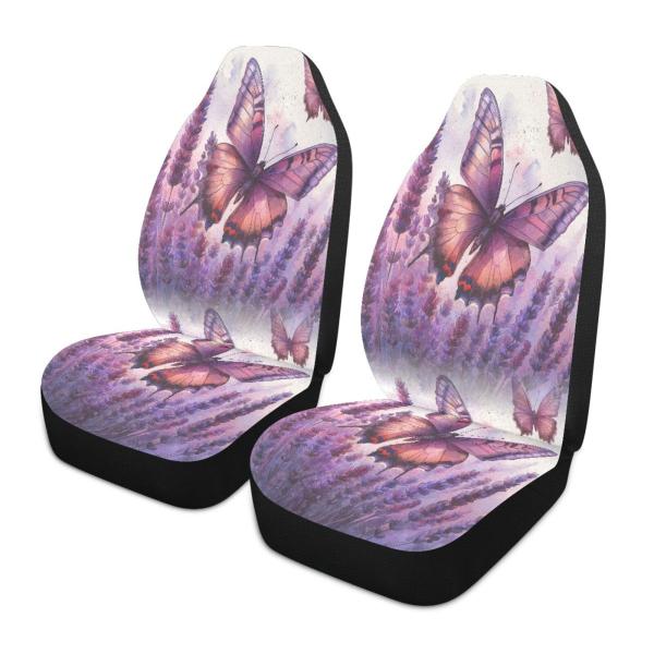 商品名:  KEEPREAL 360° Lavender Field with Butterflies Car Seat Covers Full Set - 2 Pack Elastic &amp; Breathable Protectiv...