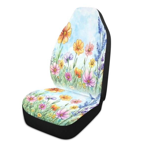 商品名:  KEEPREAL 360° Colorful Wildflowers Meadow Car Seat Covers Full Set - 1 Pack Elastic &amp; Breathable Protective Cu...