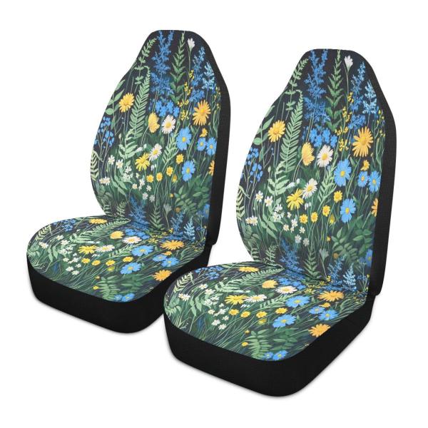 商品名:  KEEPREAL 360° Wildflower Car Seat Covers Full Set - 2 Pack Elastic &amp; Breathable Protective Cushion Universal F...