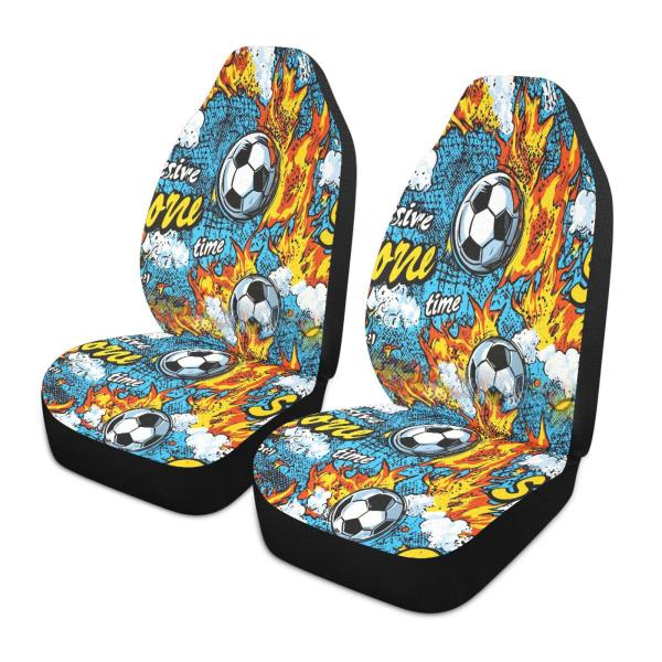 商品名:  KEEPREAL 360° Flame Cartoon Football Car Seat Covers Full Set - 2 Pack Elastic &amp; Breathable Protective Cushion...