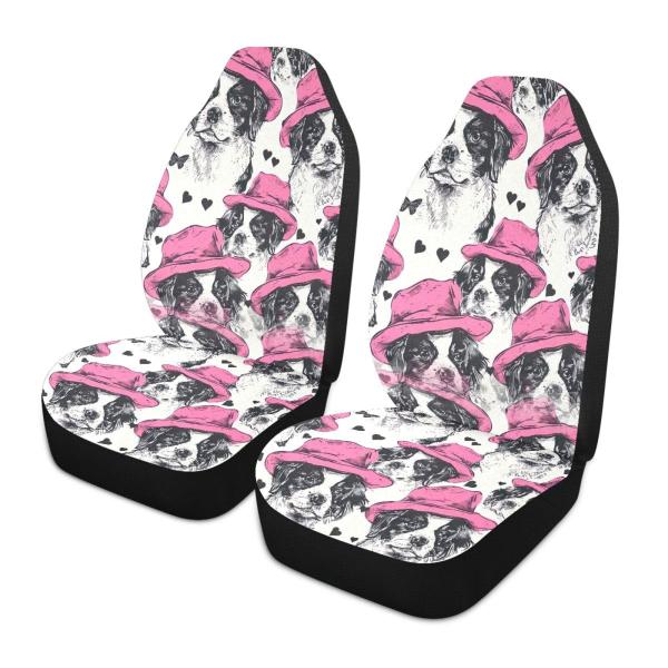 商品名:  KEEPREAL 360° Pink Hats Dog Car Seat Covers Full Set - 2 Pack Elastic &amp; Breathable Protective Cushion Universa...