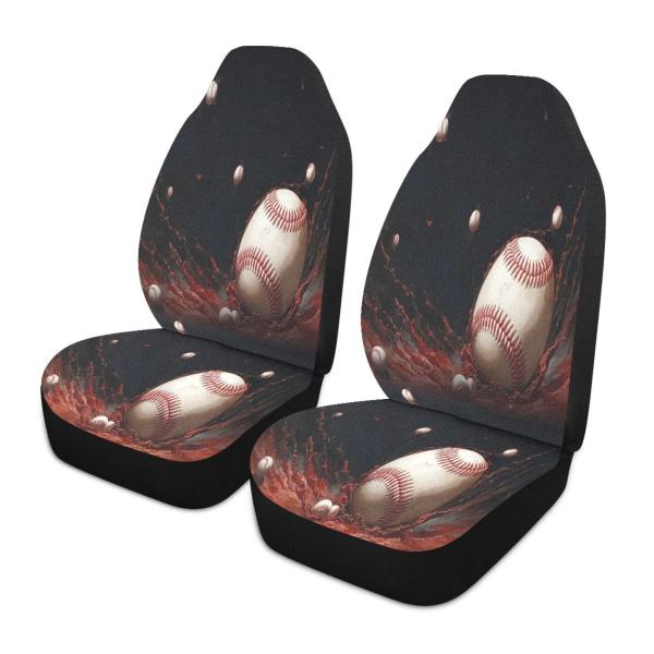 商品名:  KEEPREAL 360° Baseball Pattern Car Seat Covers Full Set - 2 Pack Elastic &amp; Breathable Protective Cushion Unive...