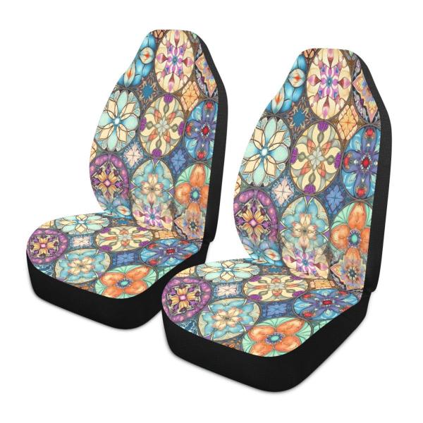 商品名:  KEEPREAL 360° Colorful Oriental Textile Tile Car Seat Covers Full Set - 2 Pack Elastic &amp; Breathable Protective...