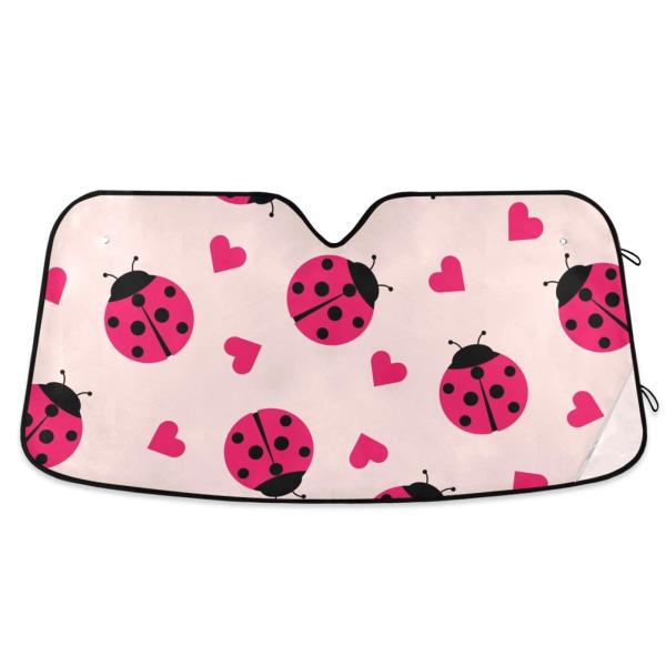 商品名:  Car Sun Shade Cute Ladybugs Pink Hearts Windshield Sunshade Protector for Small Car SUV Front Windowブランド: ALAZA高さ:...