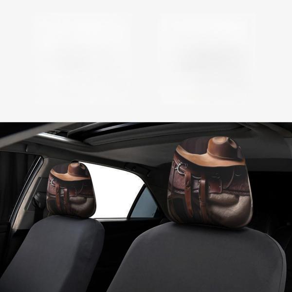 商品名:  FHEBNDS Horse Saddle with a Cowboy Hat Wild Car Headrest Cover 2 Pcs Universal Soft Washable Car Seat Head Rest Pr...