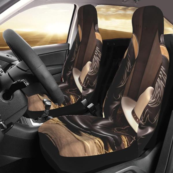 商品名:  2 Pcs Car Seat Cover Soft Comfy Front Seat Protector Cover Washable Breathable Seat Covers For Cars Cowboy Black H...