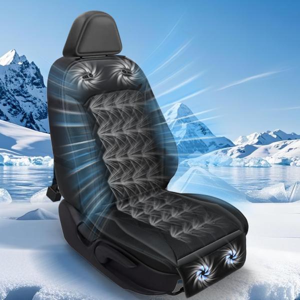 商品名:  Cooling Car Seat Cover Cushion for Front Seat, 12V-24V Adjustable Temperature Ventilated Summer Cooling Car Seat C...