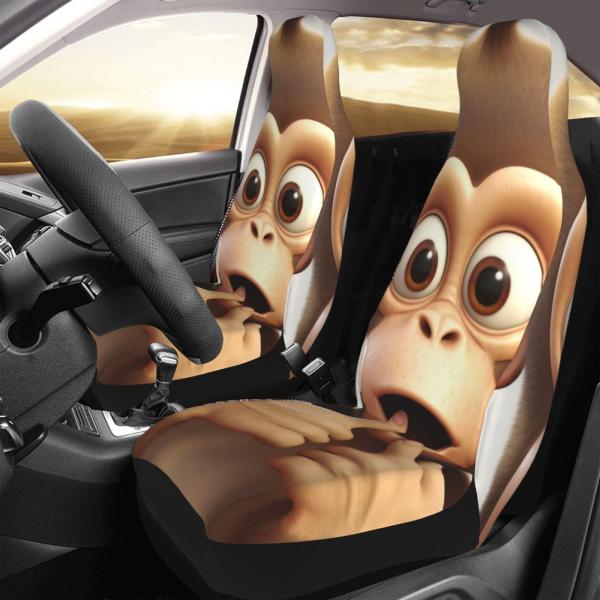 商品名: BWLHJKE サイレントモンキー カーシートカバー 2枚パック フロントカーシートプロテクター 通気性 防水 自動車シートカバー 運転席 カーシート クッションカバー ほとんどの車 セダン トラック SUV BWLHJKE Th...