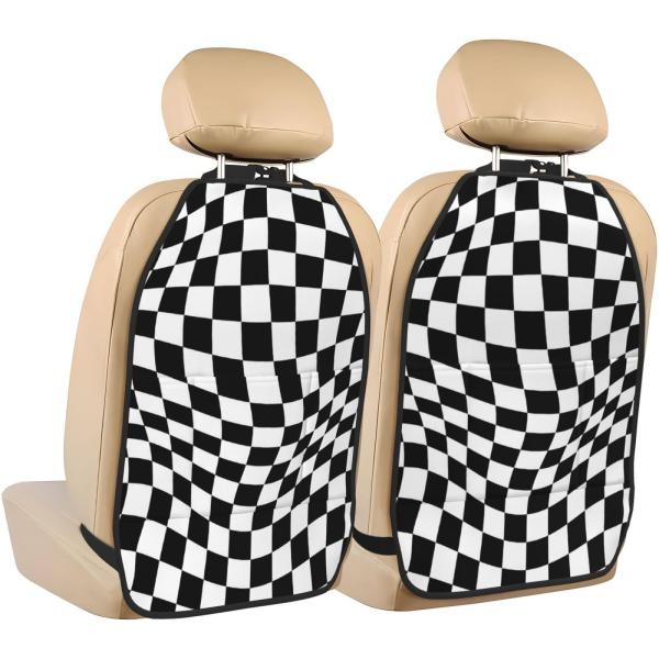 商品名:  Wzylanc Wavy Checkered Black White Checkerboard 2 Pack Car Seat Protector - 18.5" X 26.4" Oxford Fabric Seat Cushi...