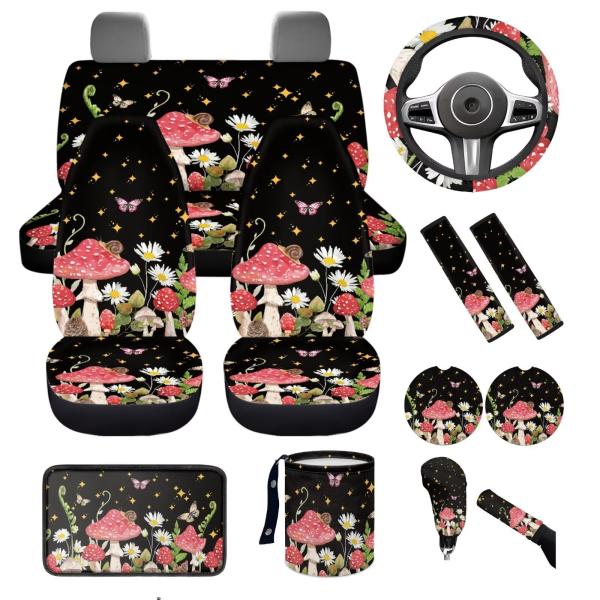 商品名:  Dngkaoje Mushroom Car Accessories Full Set for Women Interior Seat Protector 13 Pcs Flower Mushroom Car Seat Cover...