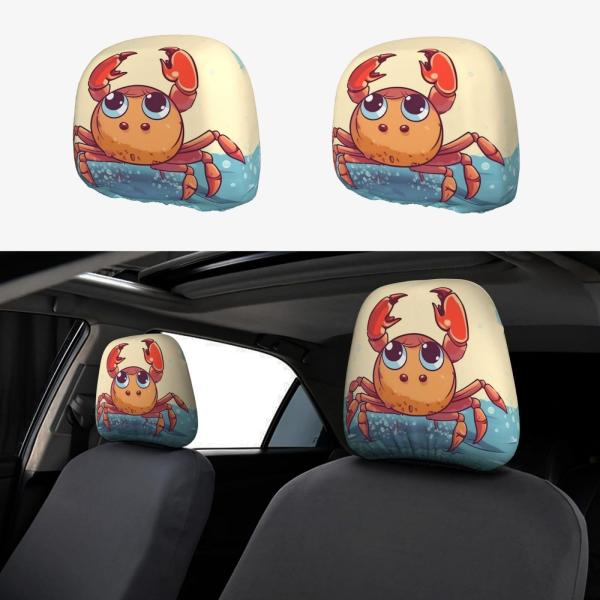 商品名:  WLKSNBVD 2 PCS Car Seat Headrest Cover Universal Summer Cartoon Crab Car Head Rest Protector Stretch Breathable Du...