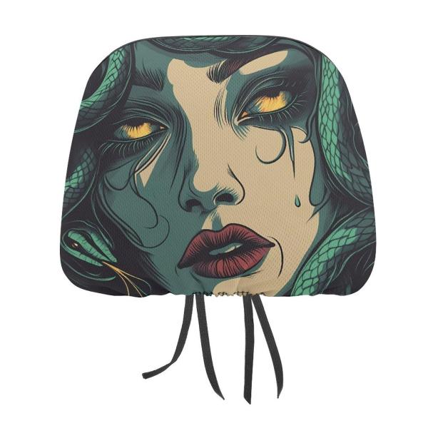 商品名:  Medusa Greek Mythology Headrest Covers for Cars Elastic Head Rest Cover Interior Auto Accessories for Most Car 2 P...