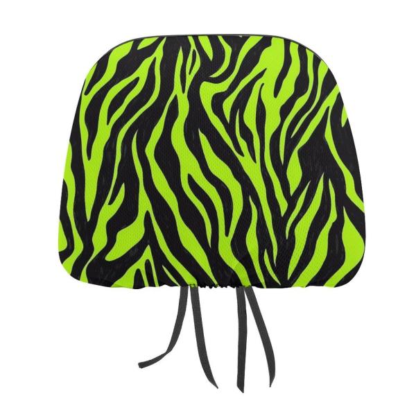 商品名:  Neon Green Zebra Pattern Custom Car Headrest Cover Universal Elastic Automotive Seat Cover Accessories Auto Interi...