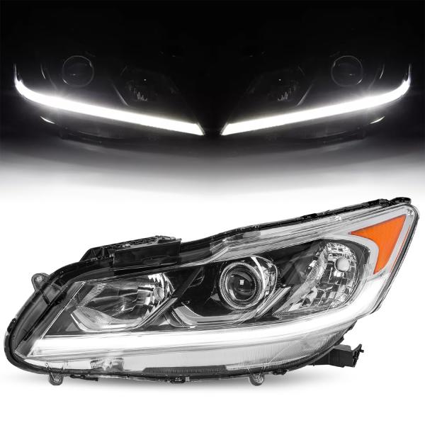 商品名:  JSBOYAT LED DRL Headlight Assembly Fit 2016-2017 Honda Accord EX EX-L Sport Sedan, OE Style Halogen Headlamp Proje...