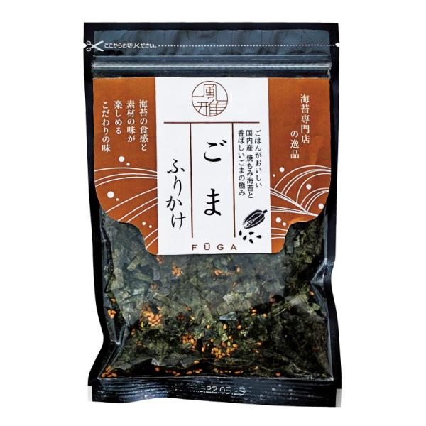 ごまの風味が良く、香ばしく仕上げたふりかけです。海苔と魚介のだしがごまのうま味を引き立てます。ごまと国内産焼もみのりをたっぷり使用しました。内容量50g原材料名いりごま（国内製造）、乾のり、抹茶風味顆粒、砂糖、しょうゆ、みりん、果糖、食塩、...
