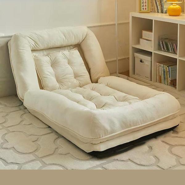 【レイジーソファチェア】：これは快適でリラックスした座椅子で、背もたれがついています。読書、テレビを見る、ゲームをする、寝る、休むに最適です。【非常に柔軟なデザイン】：この多機能なソファチェアは、金属フレームを採用した背もたれで、90°から...