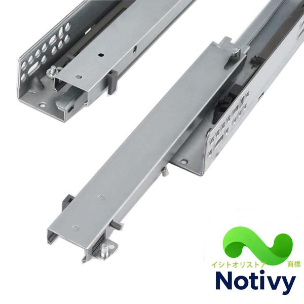スライドレール 底付けタイプ、250/300/350/400/450/500 mm スライドレール ソフトクローズ、スライドレール 3段引き、耐荷重 50kg