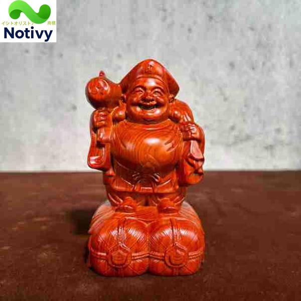 素材：木製 一木彫り 天然花梨木サイズ（高さ）：8cm、10cm、15cm、20cm、30cm、38cm七福神の「大黒様」?? 金運と豊かさを招く福の神インドから伝来し、日本の大国主命と結ばれた大黒天（大黒様） は、七福神の中でも「商売繁盛...