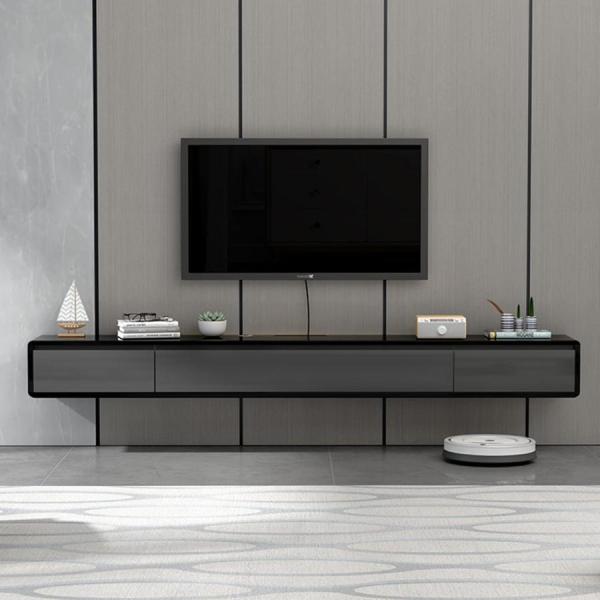 【高品質のソリッドウッド】：フローティングTVスタンドは、高品質のオーク材を使用しており、木をベースにしたパネルを使用していません、50kg/110lbに耐えることができます。構造は安定していて耐久性があり、白色の高温ベーキングペイント、天...