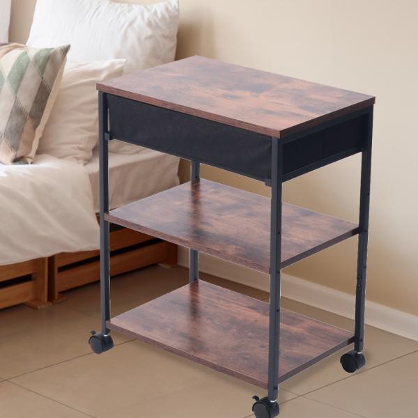 ■使いやすい3段収納上段は天板付きでサイドテーブルとして使用可能。中段・下段はオープン棚なので、本や小物、収納ボックスなどをすっきり整理できます。フロント部分には不織布パネルを採用し、生活感を抑えた見た目に仕上げています。■移動に便利なキャ...