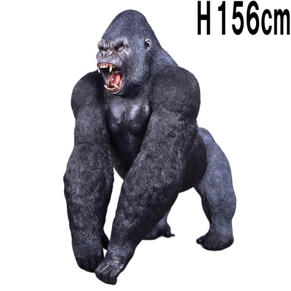 夜叉のように牙をむき出しにするゴリラ商品番号　s-fr240118【サイズ】幅 約 138cm奥行 約 87cm高さ 約 156cm重量 約  44.4kg【送料について】送料無料でお届けします。※ 北海道・沖縄・離島へのお届けには別途送料...