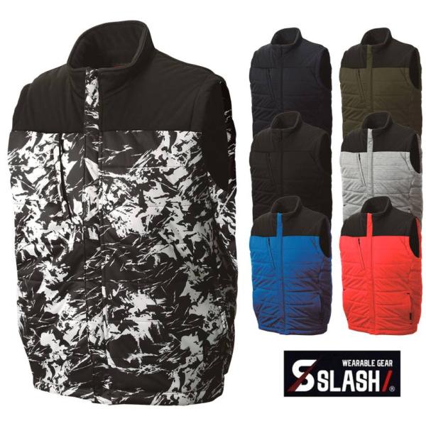 素材：表地・中綿・裏地 :ポリエステル100％特徴：保温性 ストレッチ 軽量 防風 スリム 袖マルチポケット 右胸ファスナーポケット 衿裏・背中上部起毛フリース 脇ポケット 内ポケット動きやすさ・保温性のベストバランス。軽量防風ストレッチラ...