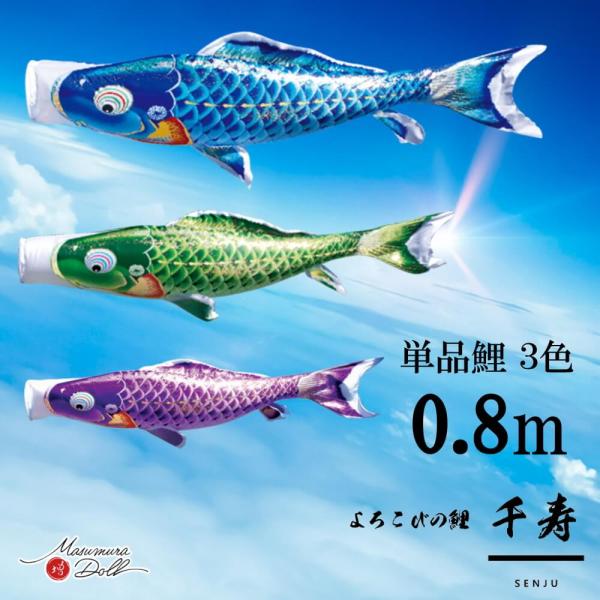 単品鯉 千寿 単品鯉のぼり 取付け金具セット 鯉のぼり  徳永鯉 こいのぼり単品 撥水加工 0.8m 選べる ３色 増村人形店 MMN2564単品鯉 千寿 単品鯉のぼり 取付け金具セット 鯉のぼり  徳永鯉 こいのぼり単品 撥水加工 0.8...