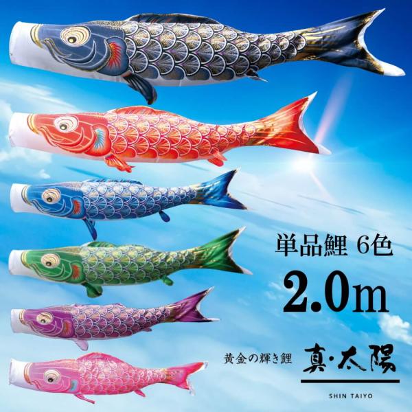 単品鯉 真太陽  単品鯉のぼり 取付け金具セット 鯉のぼり  徳永鯉 こいのぼり単品 撥水加工 2.0m 選べる ６色 増村人形店 MMN2573単品鯉 真太陽  単品鯉のぼり 取付け金具セット 鯉のぼり  徳永鯉 こいのぼり単品 撥水加工...